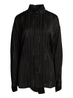Balenciaga Balenciaga Striped Satin Oversized Shirt Black