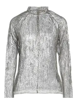 Tory Burch Solidcolor Turtleneck Longsleeve Top - Gray