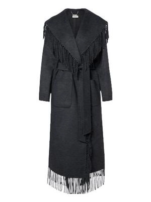 Simkhai Carrie Fringed Wrap Coat - Grey
