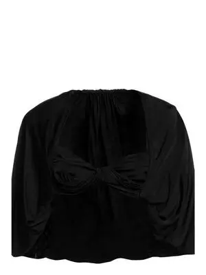 Saint Laurent Cropped Short Sleeve Top - Black