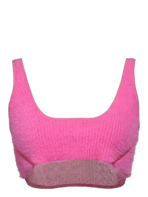 Jacquemus Jacquemus Minimalist Sleepless Knit Cropped Top Pink