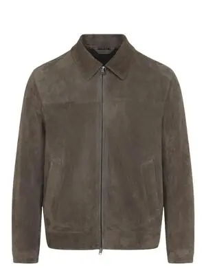 Brioni Long-sleeve Zip-up Leather Jacket - Brown