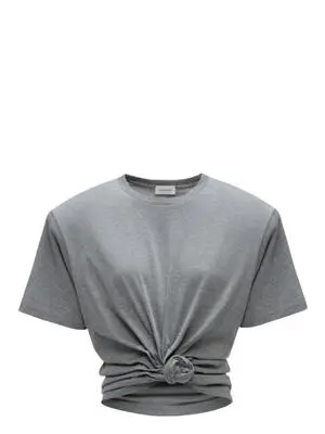 Magda Butrym Knotted T-shirt In Grey Grey