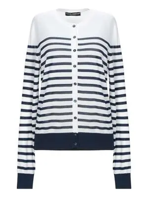 Dolce & Gabbana Striped Fine-knit Top - White