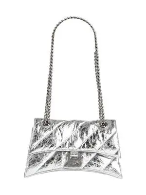 Balenciaga Mediumsize Solidcolor Leather Handbag Silver