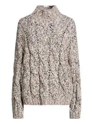 Brunello Cucinelli Thick-knit Turtleneck Long-sleeve Top Ivory