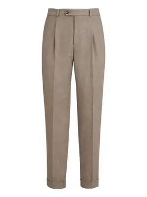 Brunello Cucinelli Mouliné Pleated Trousers - Gray