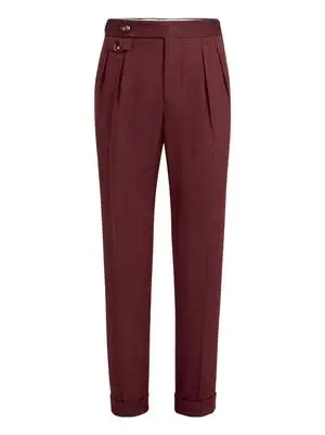 Brunello Cucinelli Chevron Linen And Virgin Wool Trousers - Red