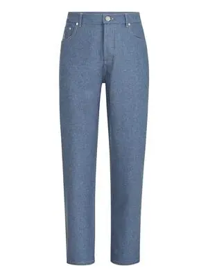 Brunello Cucinelli Virgin Wool Flannel Five-pocket Trousers - Blue