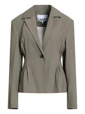 GANNI Minimalist Single-breasted Blazer - Gray