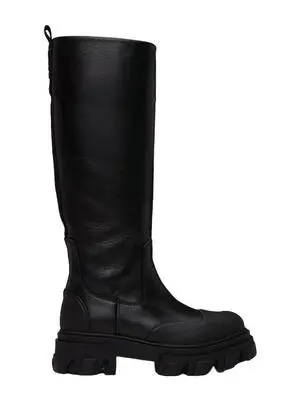 GANNI Round Toe Knee-high Boots - Black