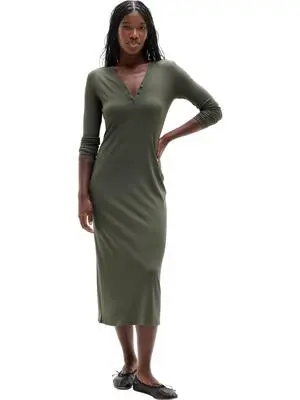 Athleta Signature Rib Long Sleeve Maxi Dress - Jungle