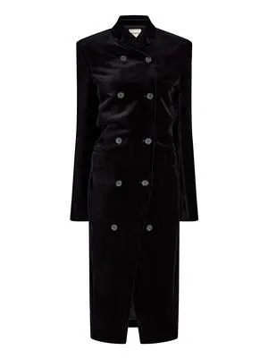 Khaite Rolon Coat In Velvet - Black