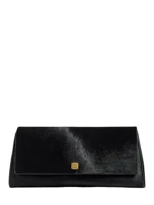 Khaite Audrey Clutch In Haircalf - Black
