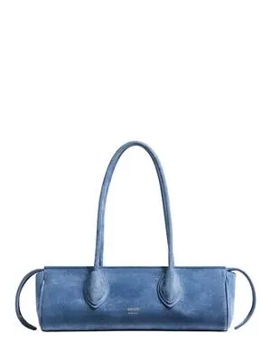 Khaite Donna Shoulder Bag In Cloud Iris Suede Cloud Iris