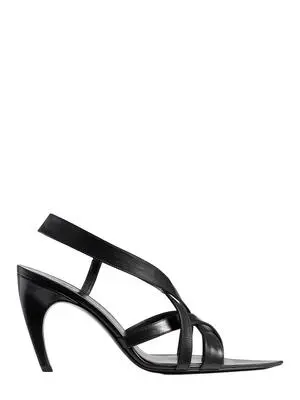 Khaite Sadie Sandal In Glazed Leather - Black