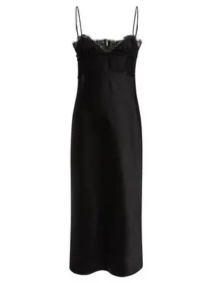 Khaite Joelle Lace-trimmed Satin Slip Dress - Black