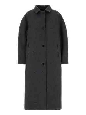 JIL SANDER Virgin Wool Blend Overcoat - Gray