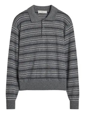 DUNST Collared Striped Sweater Grey
