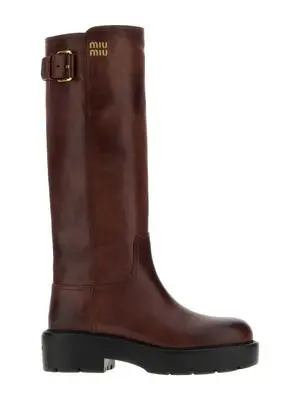 Miu Miu Leather Boots - Brown