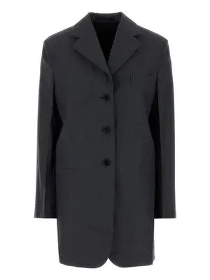 JIL SANDER Wool Blend Oversize Blazer - Gray