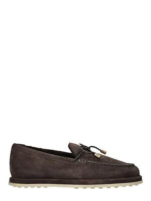 TOD'S Gomma Shearling-lined Suede Loafers - Dark Brown