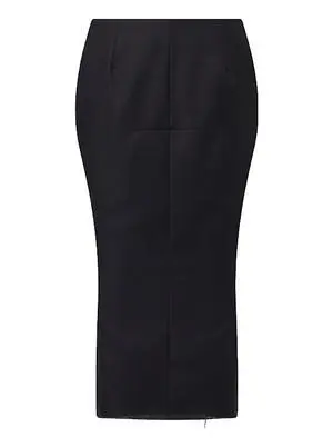 Matieres Fecales Madame Raw-hem Virgin-wool Midi Skirt - Black