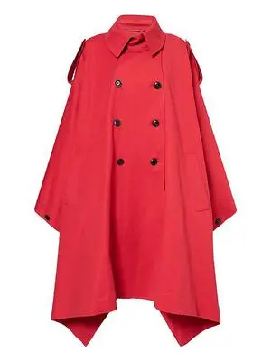 ROHE FRAMES Double-breasted Cotton Cape Trench Coat - Cherry