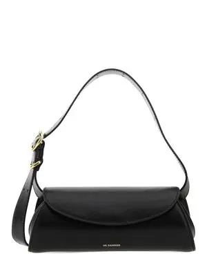 JIL SANDER Leather Small Cannolo Shoulder Bag - Black