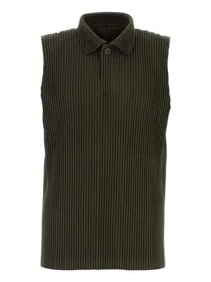 Issey Miyake Khaki Polyester Polo Shirt - Green
