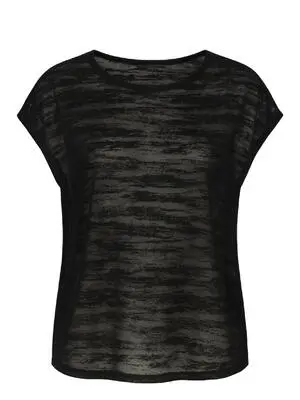 CONQUISTA Black Cotton Blend Sheer Jersey Top