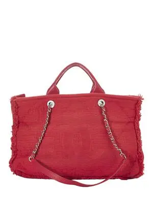 Chanel Canvas Double Face Shopping Tote - Red