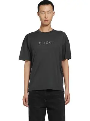 GUCCI Glitter Logo Cotton T-shirt