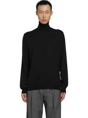LARDINI Superfine Merino Wool Turtleneck Black