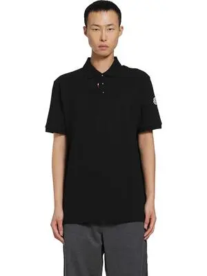 Moncler Cotton Piquet Polo Shirt - Black