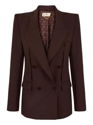 Elisabetta Franchi Double-breasted Blazer - Cocoa