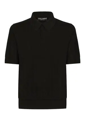 DOLCE & GABBANA Dolce  Gabbana DG Logo Jacquard Knitted Polo Shirt