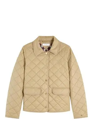 Tommy Hilfiger Quilted Logo-embroidered Jacket - Camel
