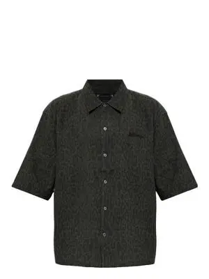 ALLSAINTS Leopard Print Short Sleeve Shirt - Black