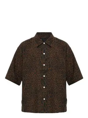 ALLSAINTS Leopard Print Short Sleeve Shirt - Brown