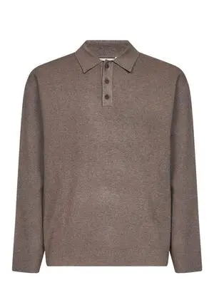 HEVO Long-sleeved Knitted Polo Shirt Gray