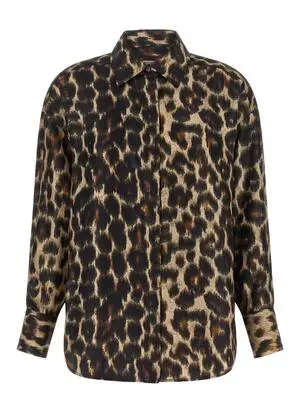 Alberto Biani Jaguar Print Silk Shirt - Brown