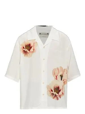 ALLSAINTS Floral Camp Collar Short Sleeve Shirt - White