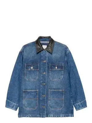 Simkhai Leather-collar Denim Jacket - Blue