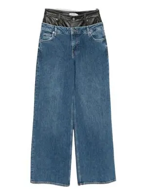 Simkhai Spliced Waist Wide Leg Jeans - Blue