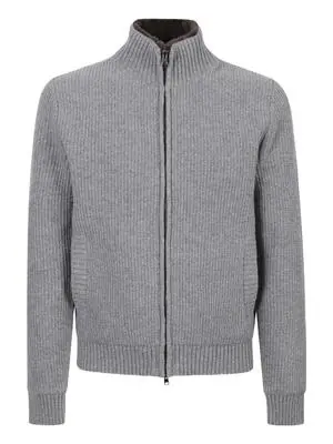 Herno Long-sleeve Knit Top With A Zipper - Grey
