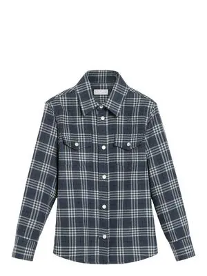 Brunello Cucinelli Cotton And Lyocell Tartan Flannel Western Shirt - Denim