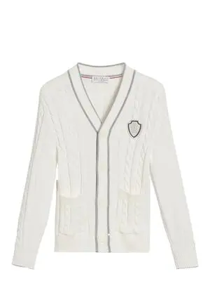 BRUNELLO CUCINELLI Cotton Cable Knit Cardigan With Logo