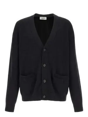 LANEUS Relaxed V-neck Cardigan - Black