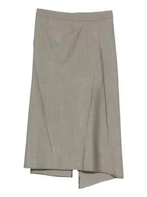 Victoria Beckham Pressed Tailored Midi Skirt - Grey